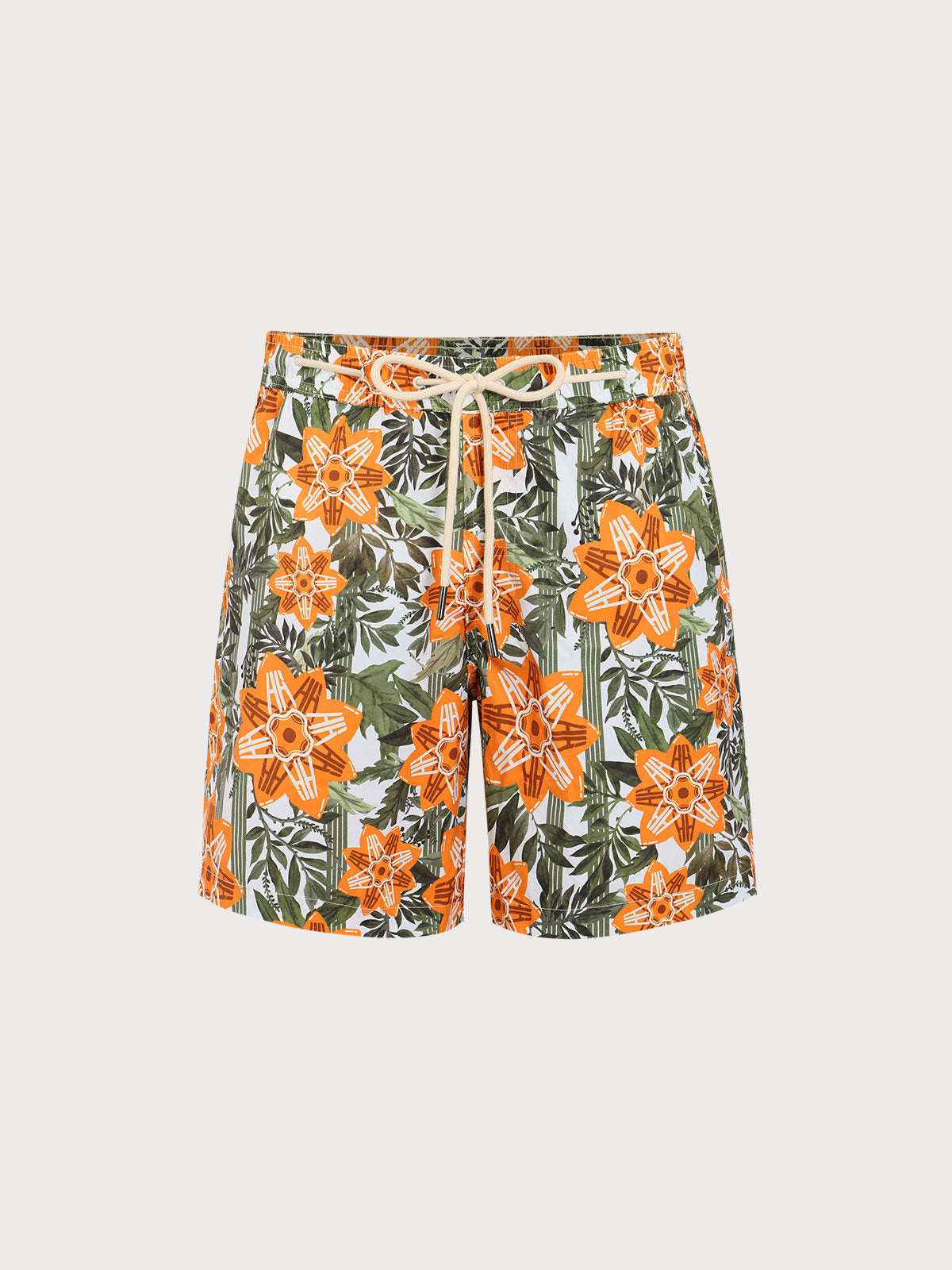 The Orange Floral Men's 7" Swim Trunks & Reviews - Orange - Men's ...